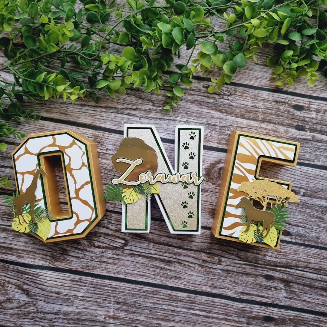 ONE 3D Letters, Personalized 3D Letters, Jungle Birthday, First ...