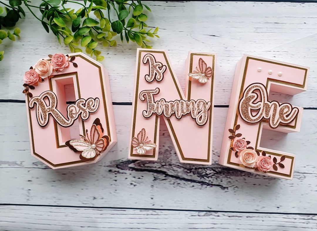ONE 3D Letters, Personalized 3D Letters, Butterfly Birthday, Cake Smash ...