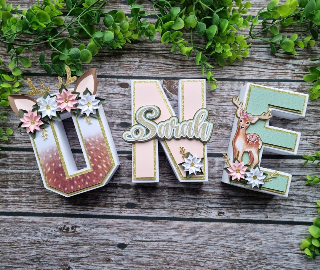Deer 3D Letters, Deer Little One, ONE 3D Letters, Personalized 3D ...