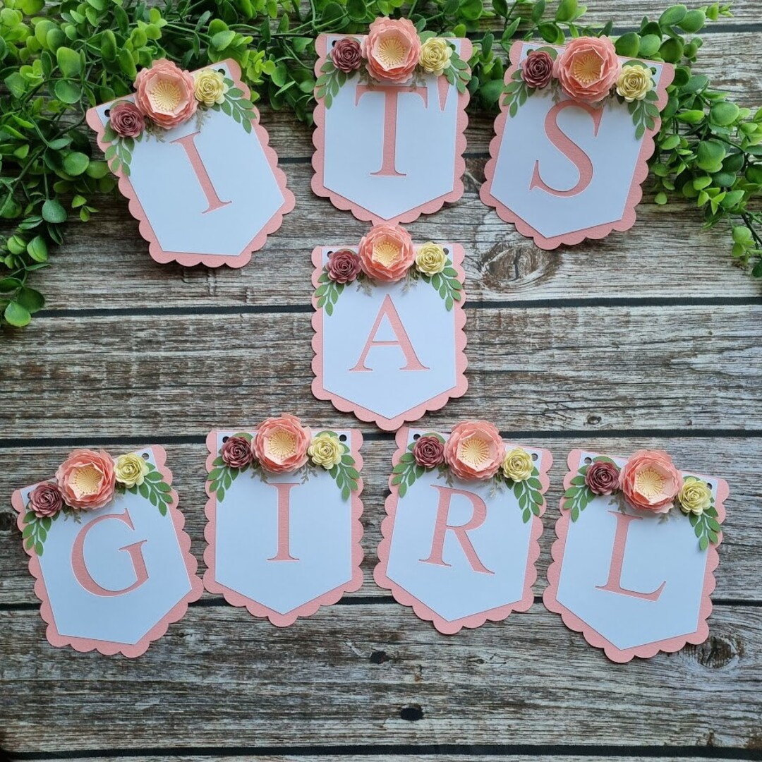 Floral Baby Girl Banner. Personalised Baby Shower Banner . Baby Shower ...