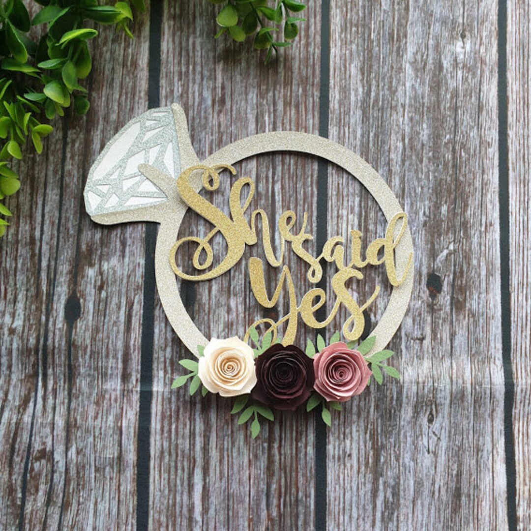 Cake Topper, Engagement Cake Topper, Personalised, Engagement Ring Cake ...