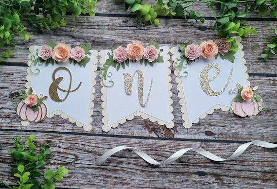 Birthday Banner/one Floral Pumpkin High Chair Banner/my Little - Etsy