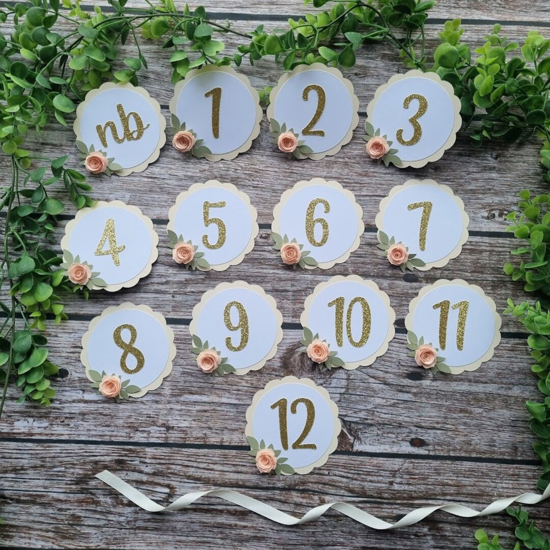 Monthly Photo Banner, Monthly Banner, Milestone Cards, Floral Monthly ...