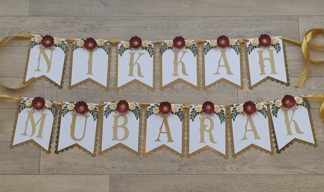 Nikkah Mubarak Banner Wedding Banner Shaadi Banner Wedding | Etsy UK