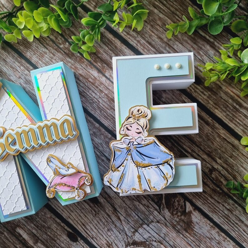 ONE 3D Letters3d Letters Princess Cinderella3d Letters - Etsy