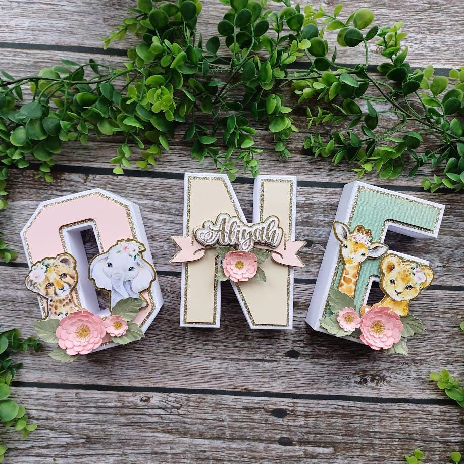 Wild One , Safari 3D Letters: Wild One Birthday Decor, Wild One 3D ...