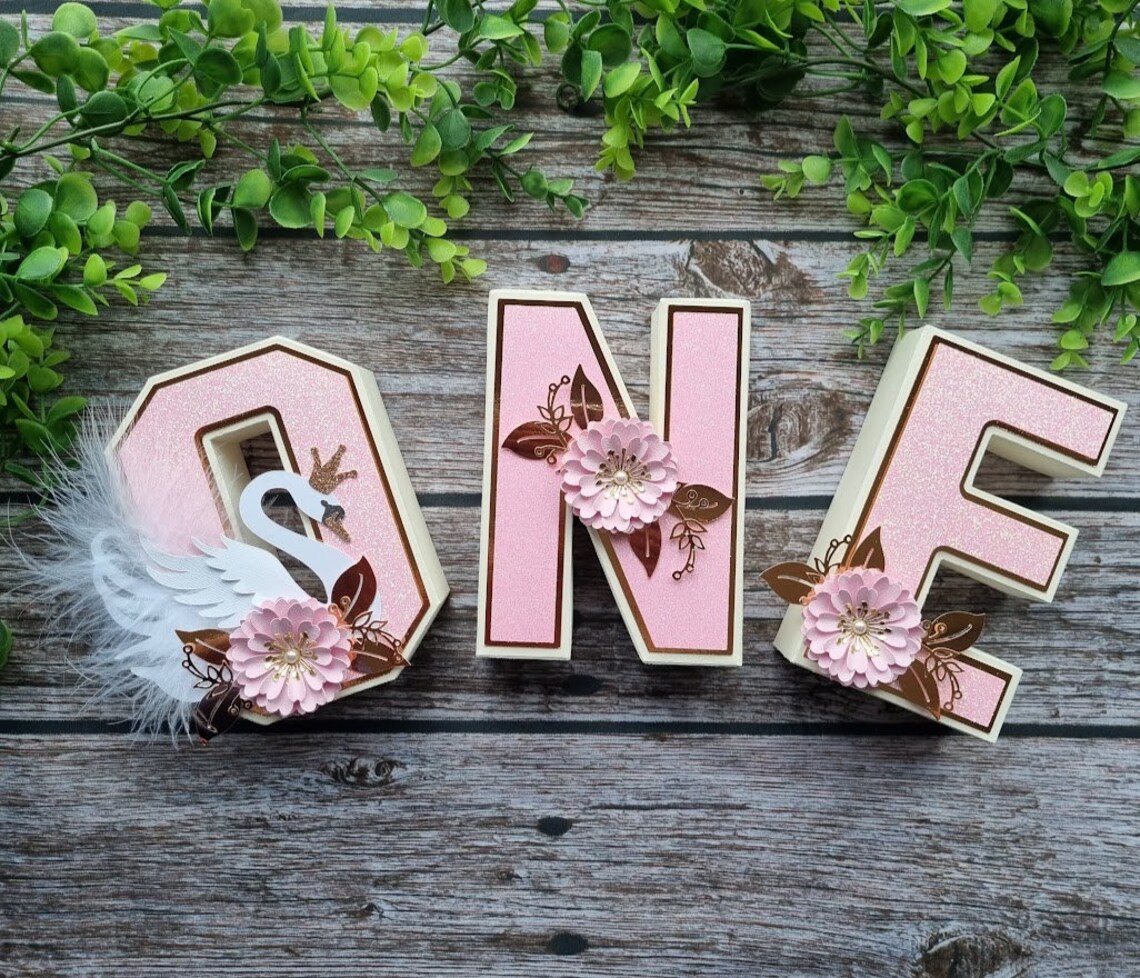 ONE 3D Letters Personalized 3D Letters Swan Birthday Cake - Etsy