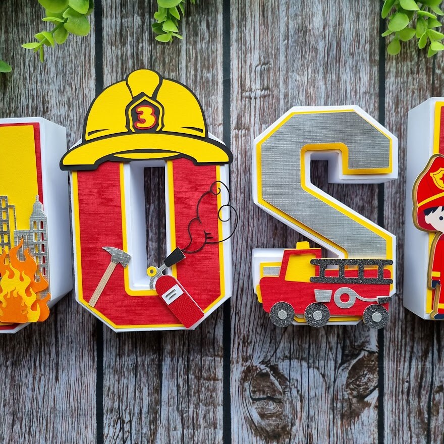 Firefighter 3D Letters, Firetruck 3D Letters: Fireman Party Decorations ...