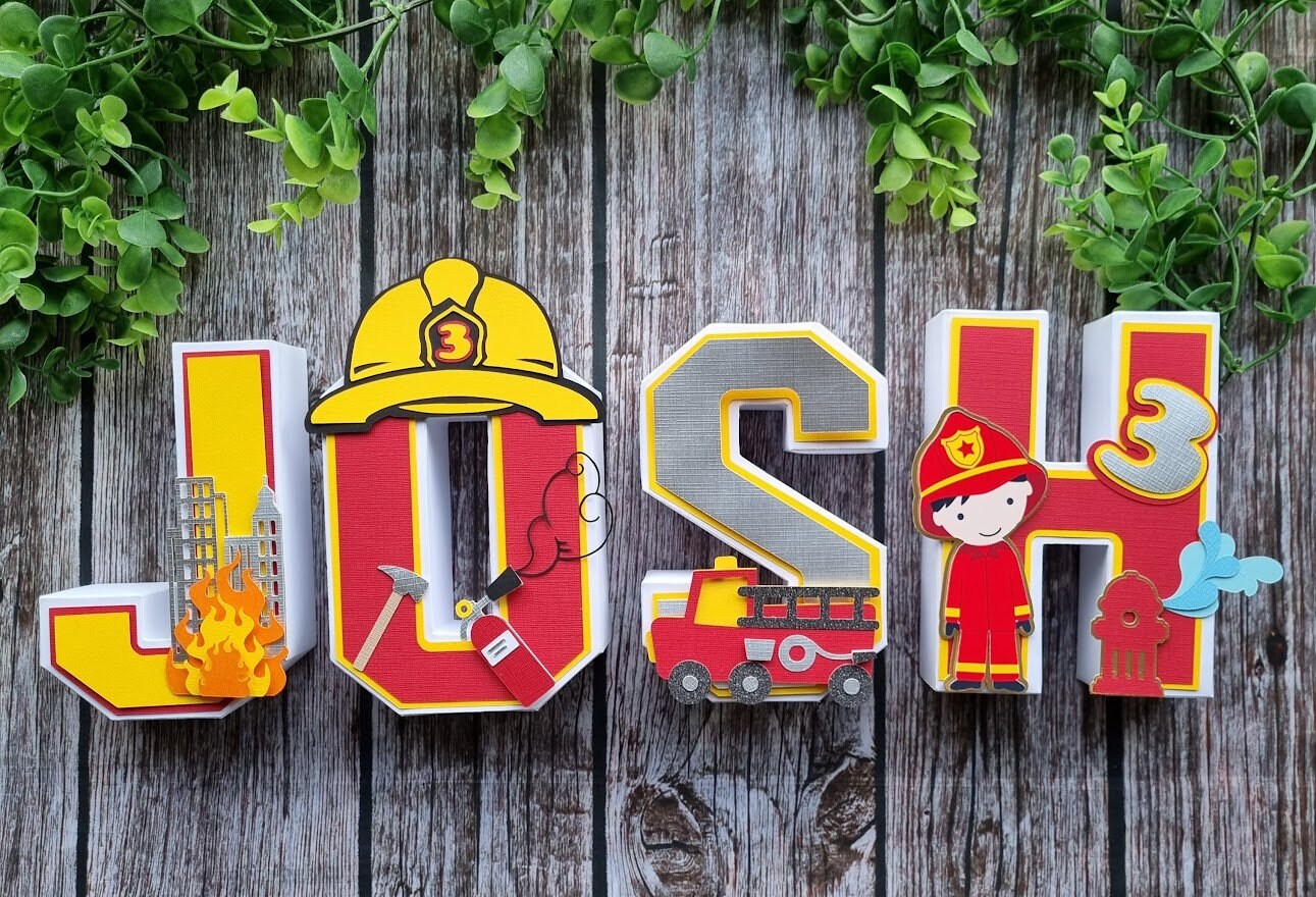 Fire Truck 3D Letters, Firefighter 3D Letters, Fire Truck 3D Letters ...
