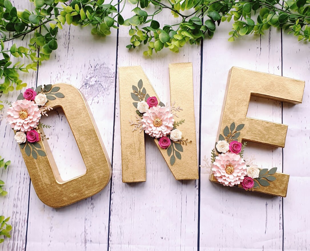 Vintage Floral Wooden Letters