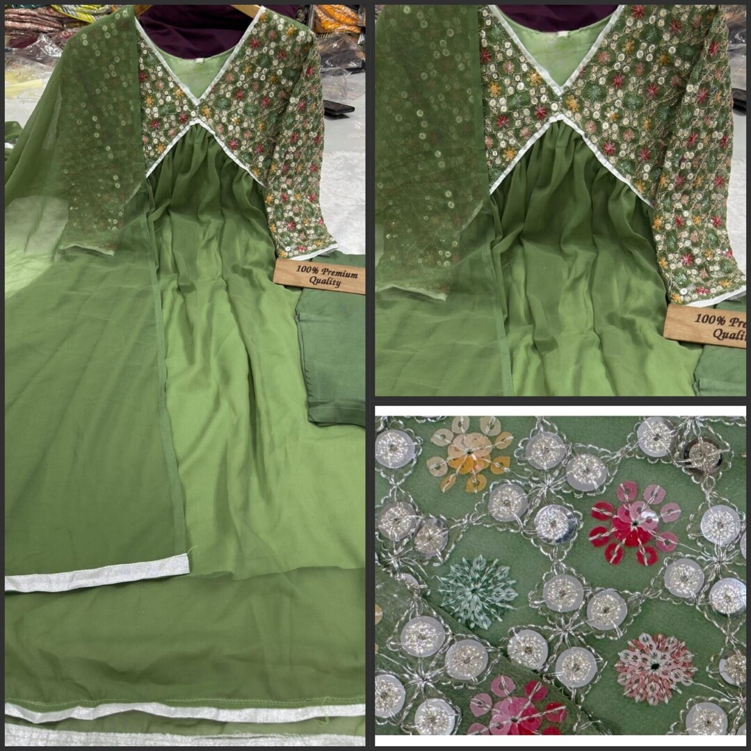 Embroidery Sequence Work Ladies Attire Girls Party Fancy Readymade ...