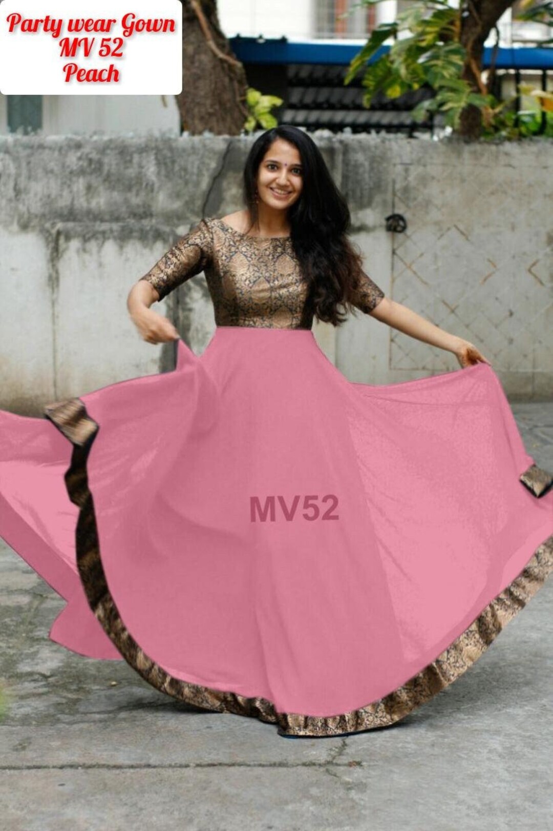 Georgette Fabric Long Gown Indian Pakistani Wedding Bridesmaid Attire ...