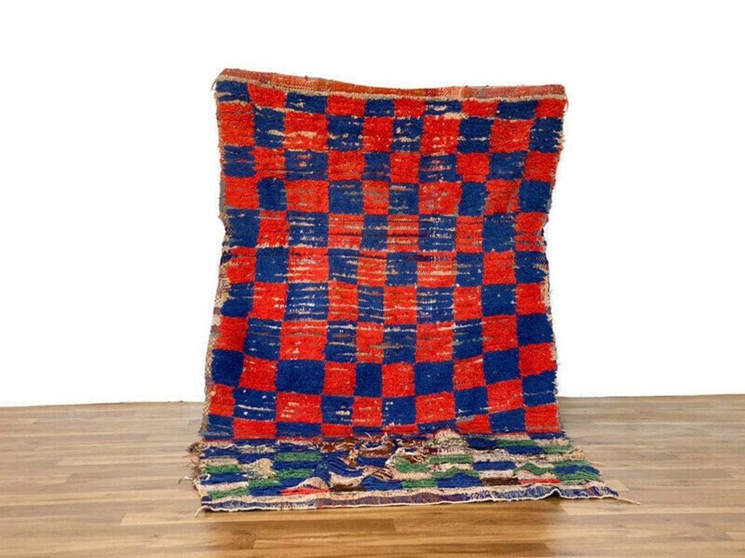 Checkered Runner Rug Tribal Flor Runner Checkeboard Handmade Area ...