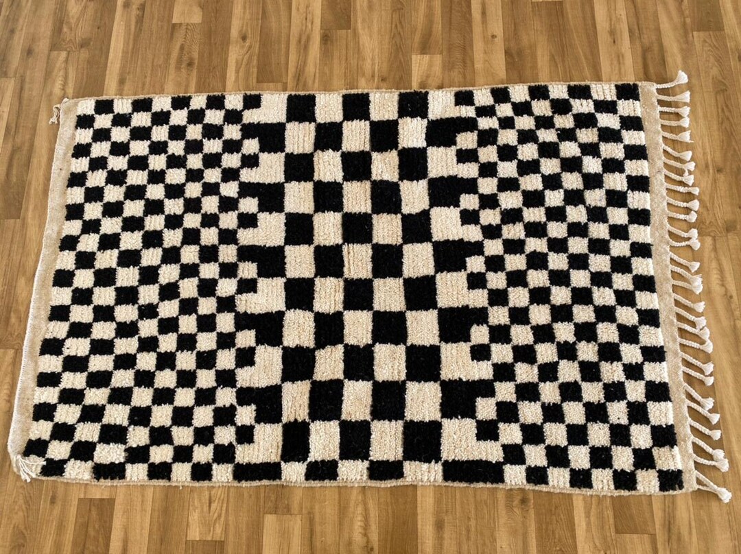 Lovely Checkred Rug Handmade Hallway Teppich Area " Wool " Shaggy ...