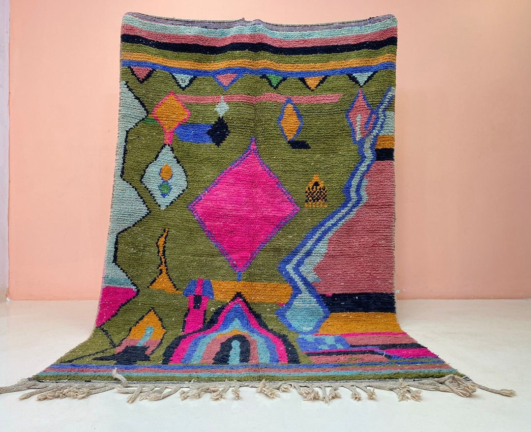 Mid Century Modern Boho Rug Modern Artwork Authentic Rug Soft Handmade ...