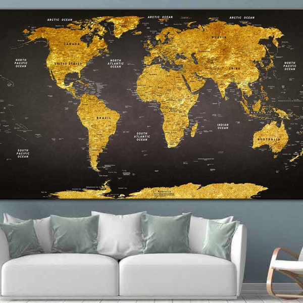 World Map Wall Art - Etsy