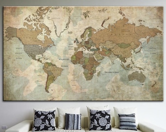 World Map Wall Art - Etsy