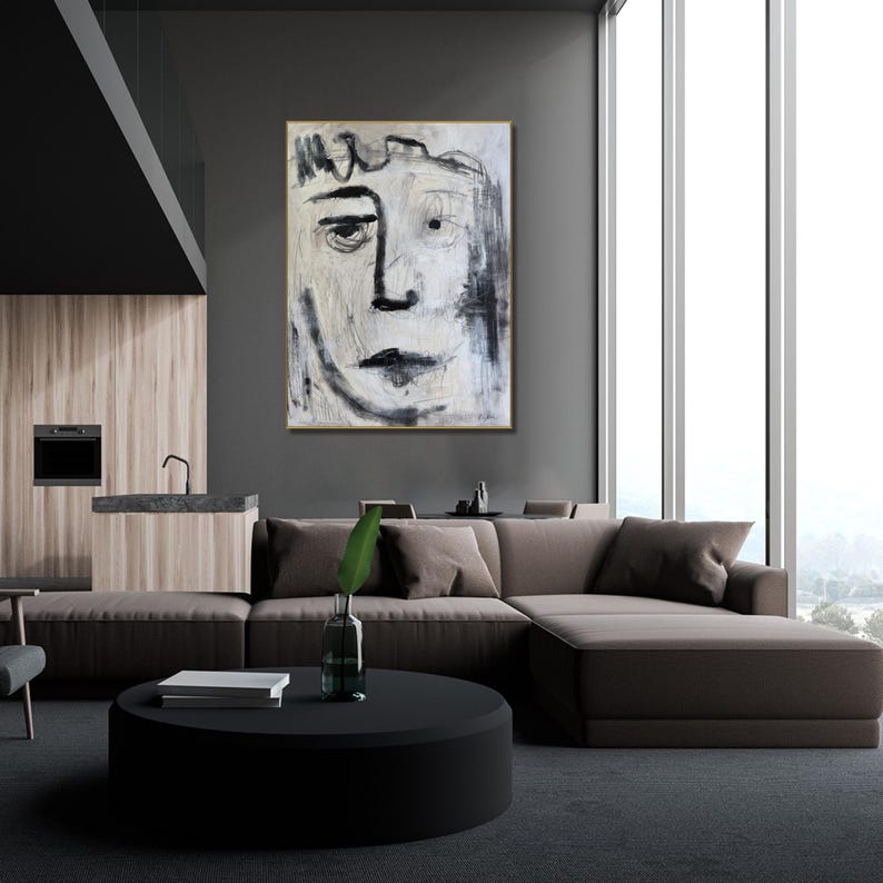 Abstract Face Painting: Monochrome Expressionist Black and White ...
