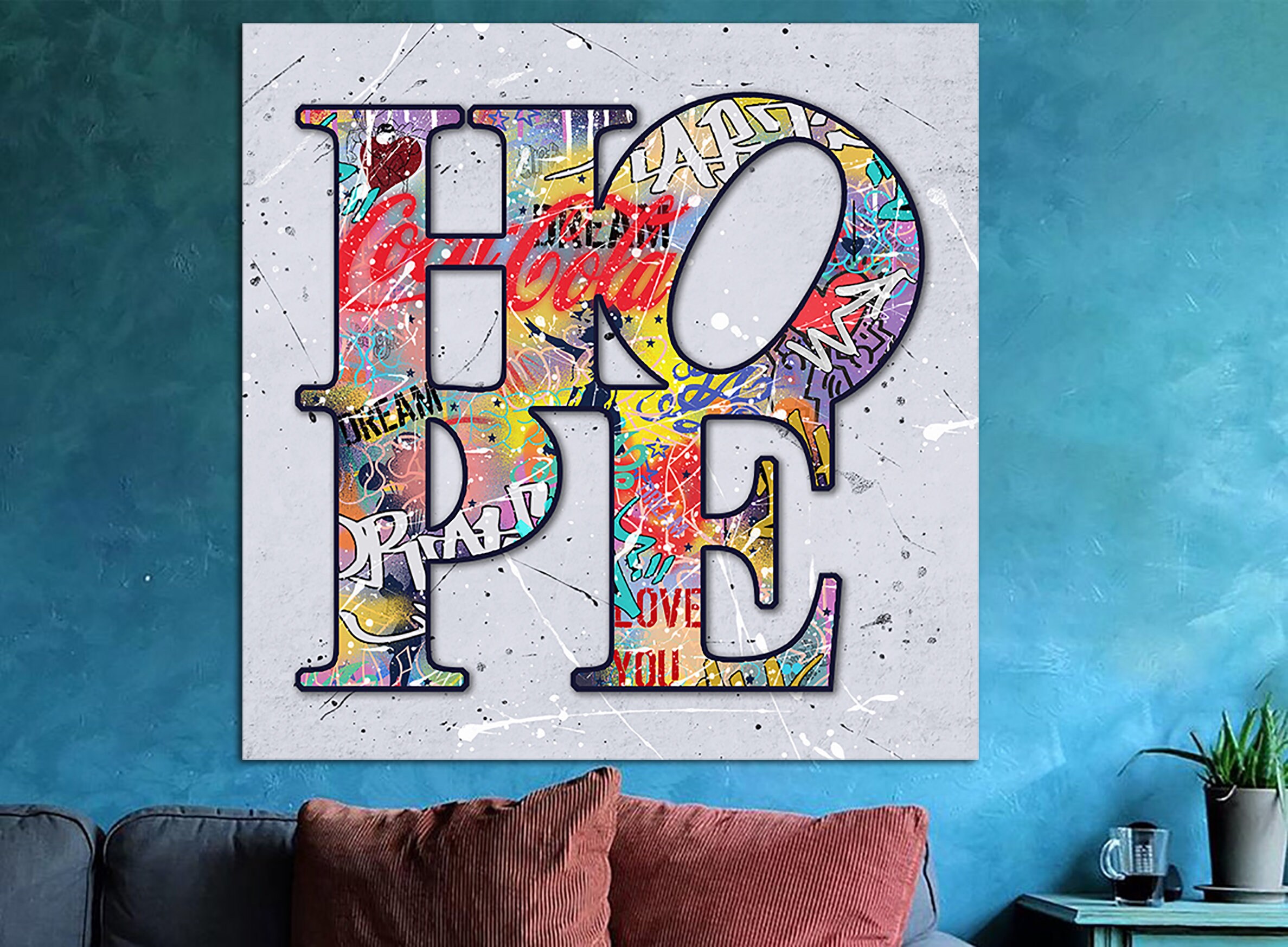 Hope Sign Wall Decor Hope Print Art Hope Sign Wall Art Canvas | Etsy
