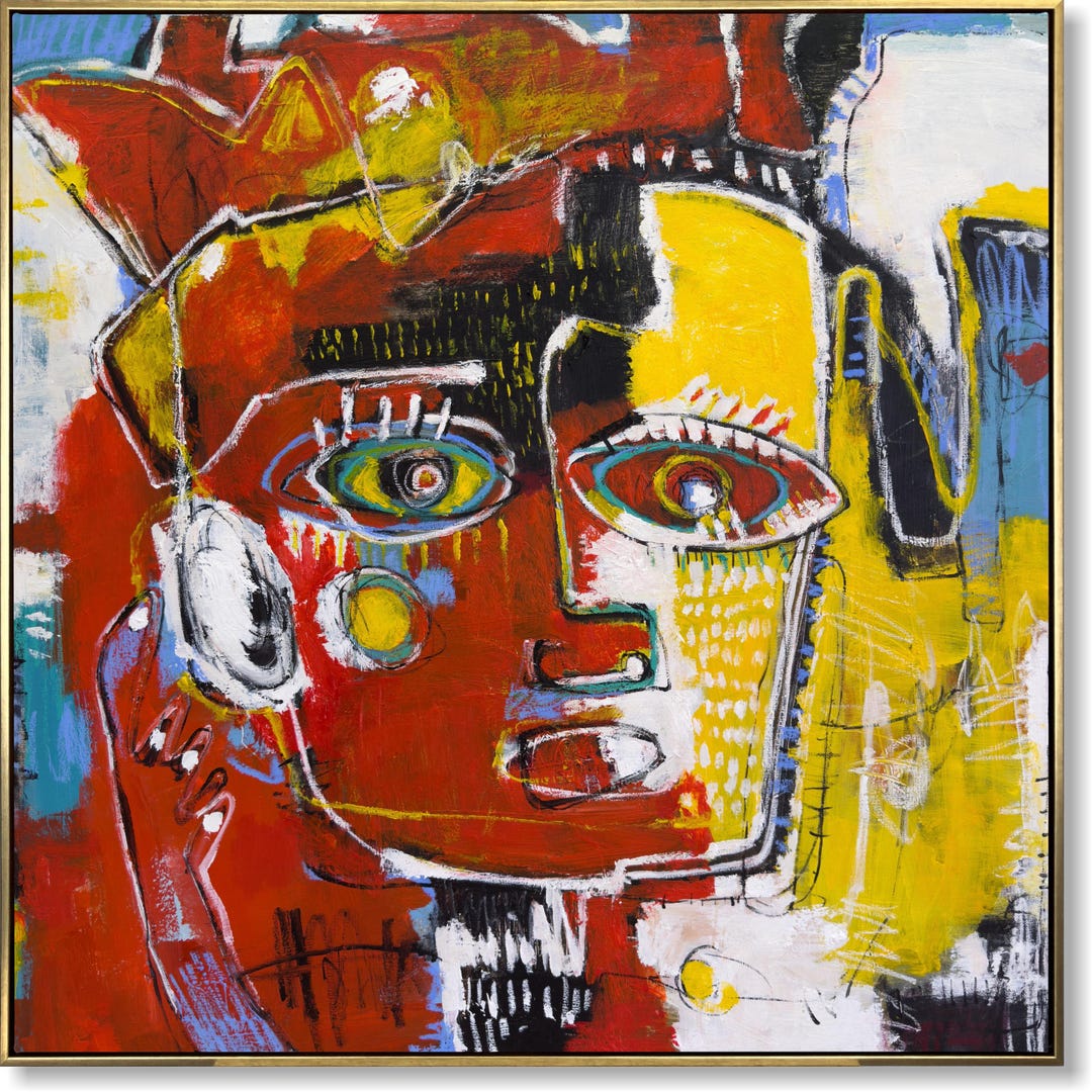 Colorful Abstract Expressionist Face Paintings on Canvas Original Urban ...