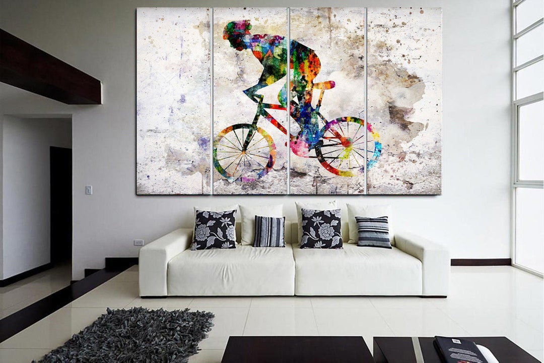 Cyclist Wall Art Bycicle Watercolor Print Road Bicycle Racing Poster ...