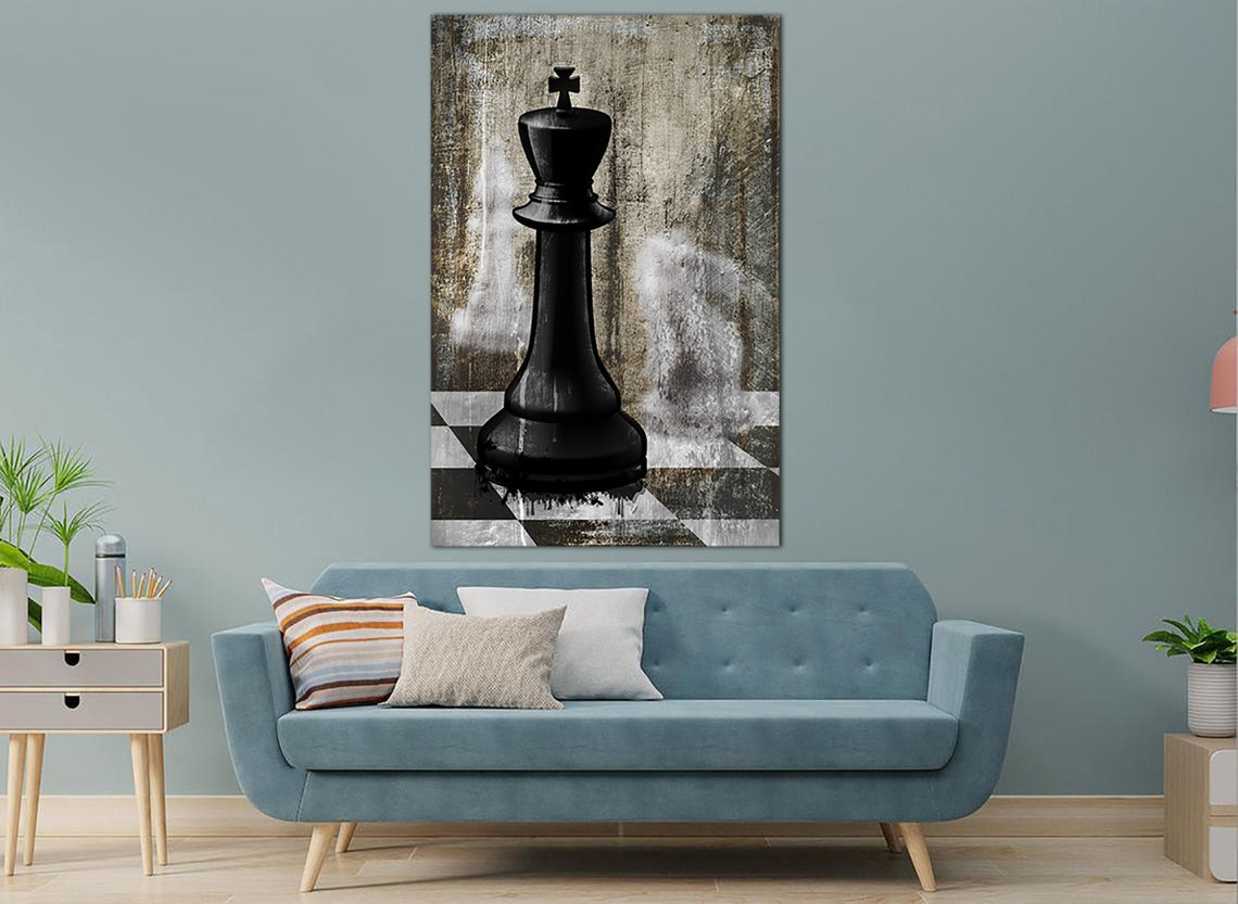 Chess King Wall Art Extra Large Canvas Art Chess Poster Print | Etsy