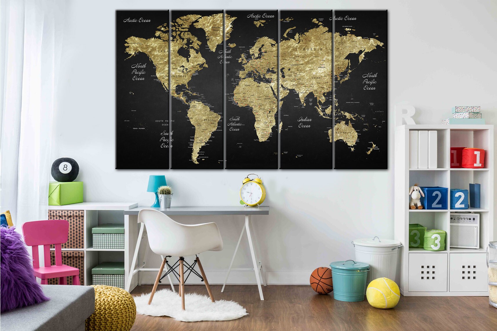 World Map Print Extremely Modern World Map Black World Map | Etsy