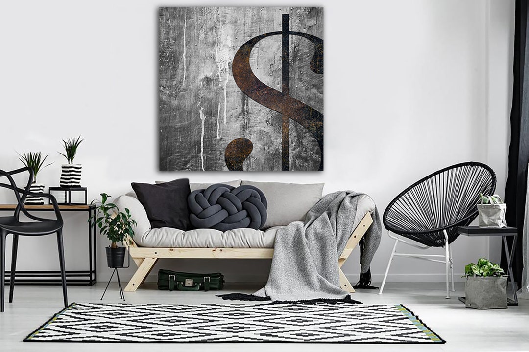 Dollar Wall Art Money Print Gray Wall Art Luxury Money Wealth Dollar ...