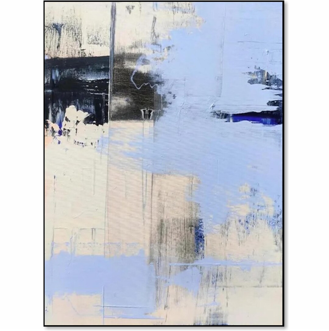 Large Blue Abstract Wall Art Modern Minimalist Canvas Painting ...