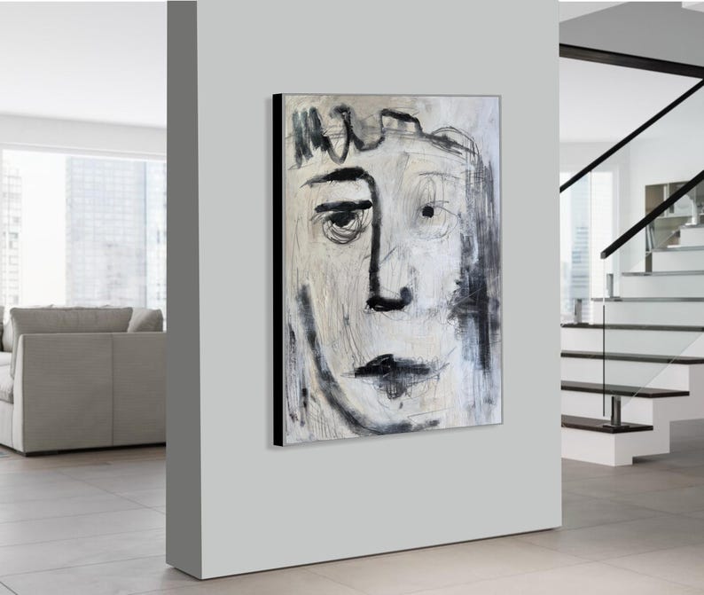 Abstract Face Painting: Monochrome Expressionist Black and White ...