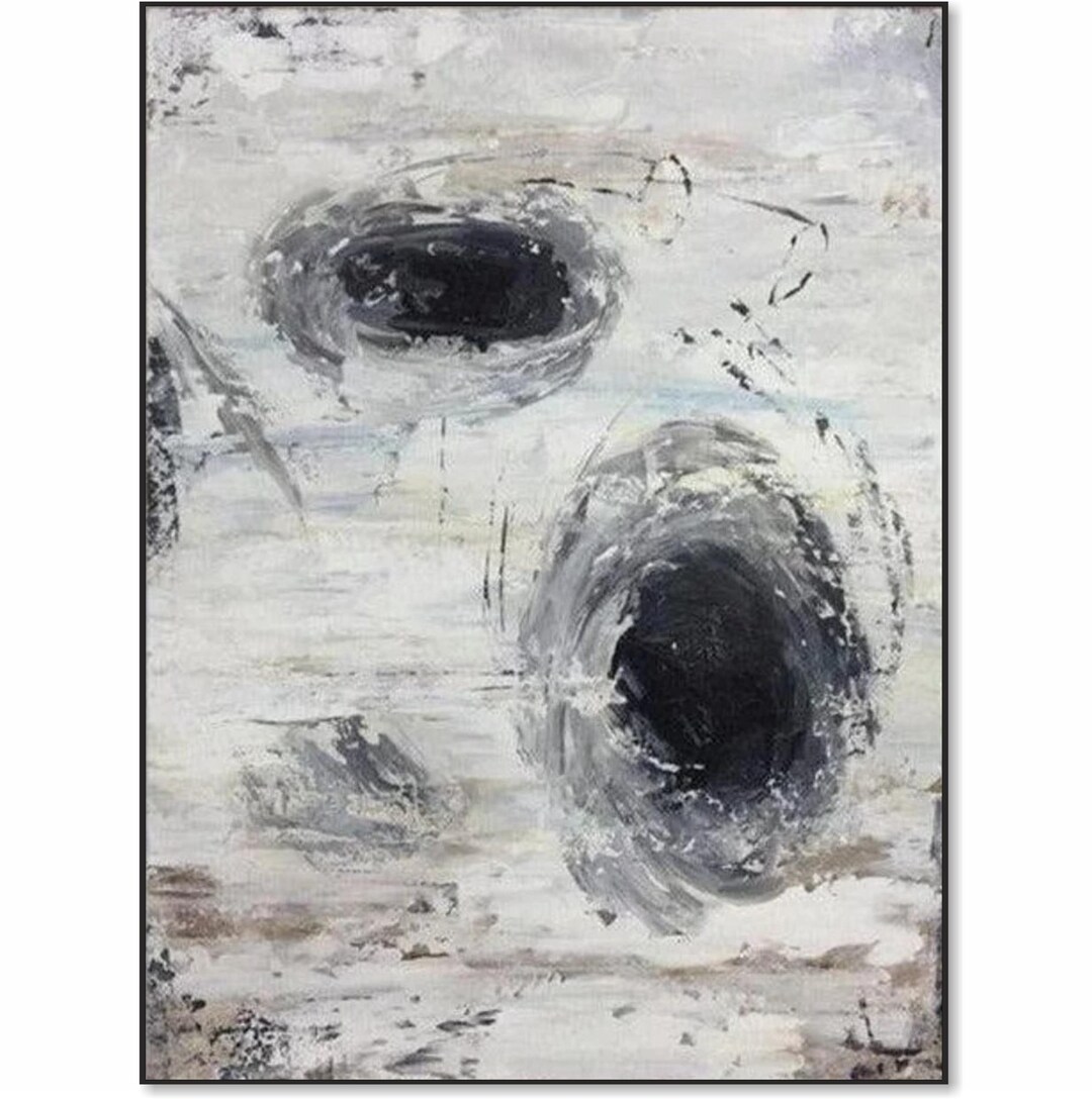 Large Abstract Gray and Beige Canvas Art - Minimalist Monochrome Wall ...