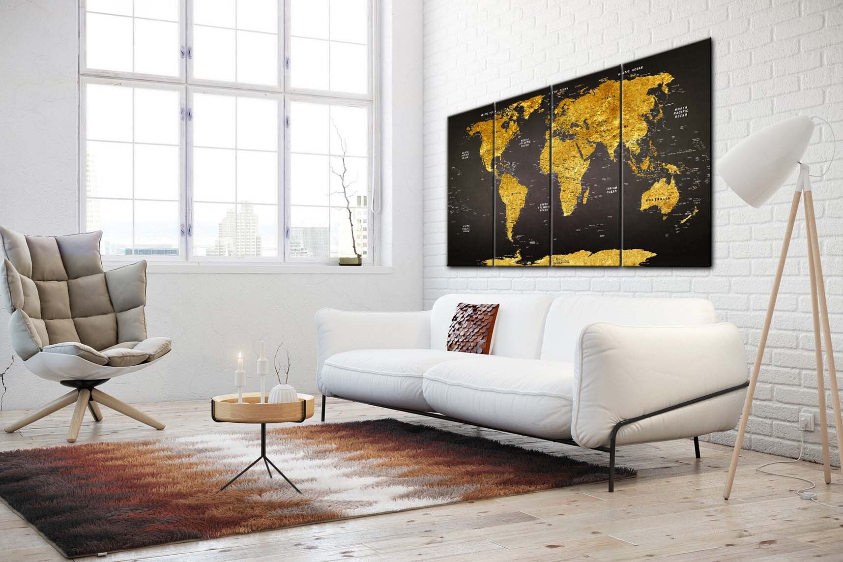 Large World Map Wall Art World Map Canvas Set Large Wall Art - Etsy