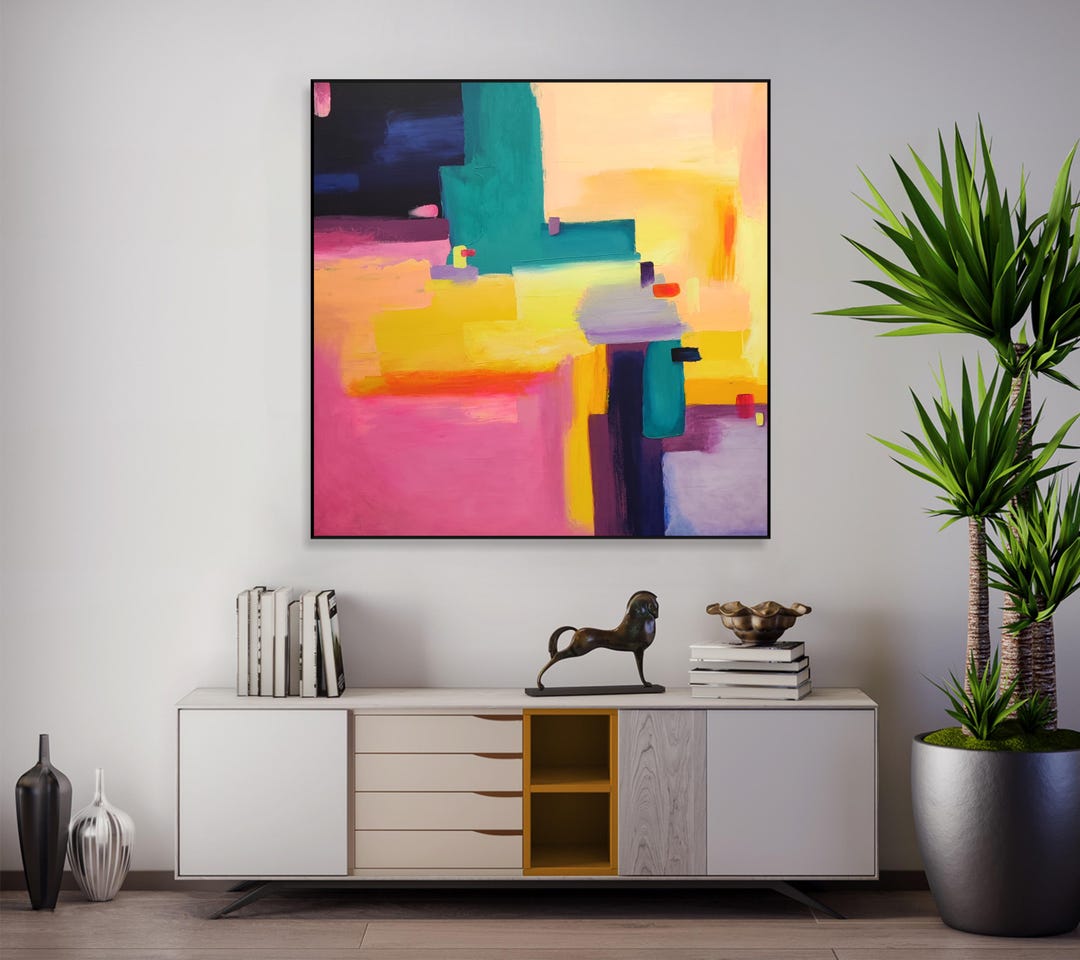 Geometric Color Block Painting: Modern Abstract Wall Decor (40