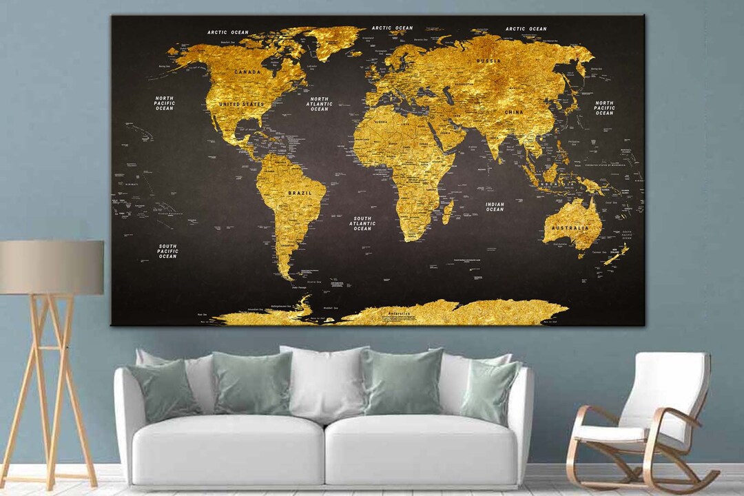 Large World Map Wall Art World Map Canvas Set Large Wall Art - Etsy