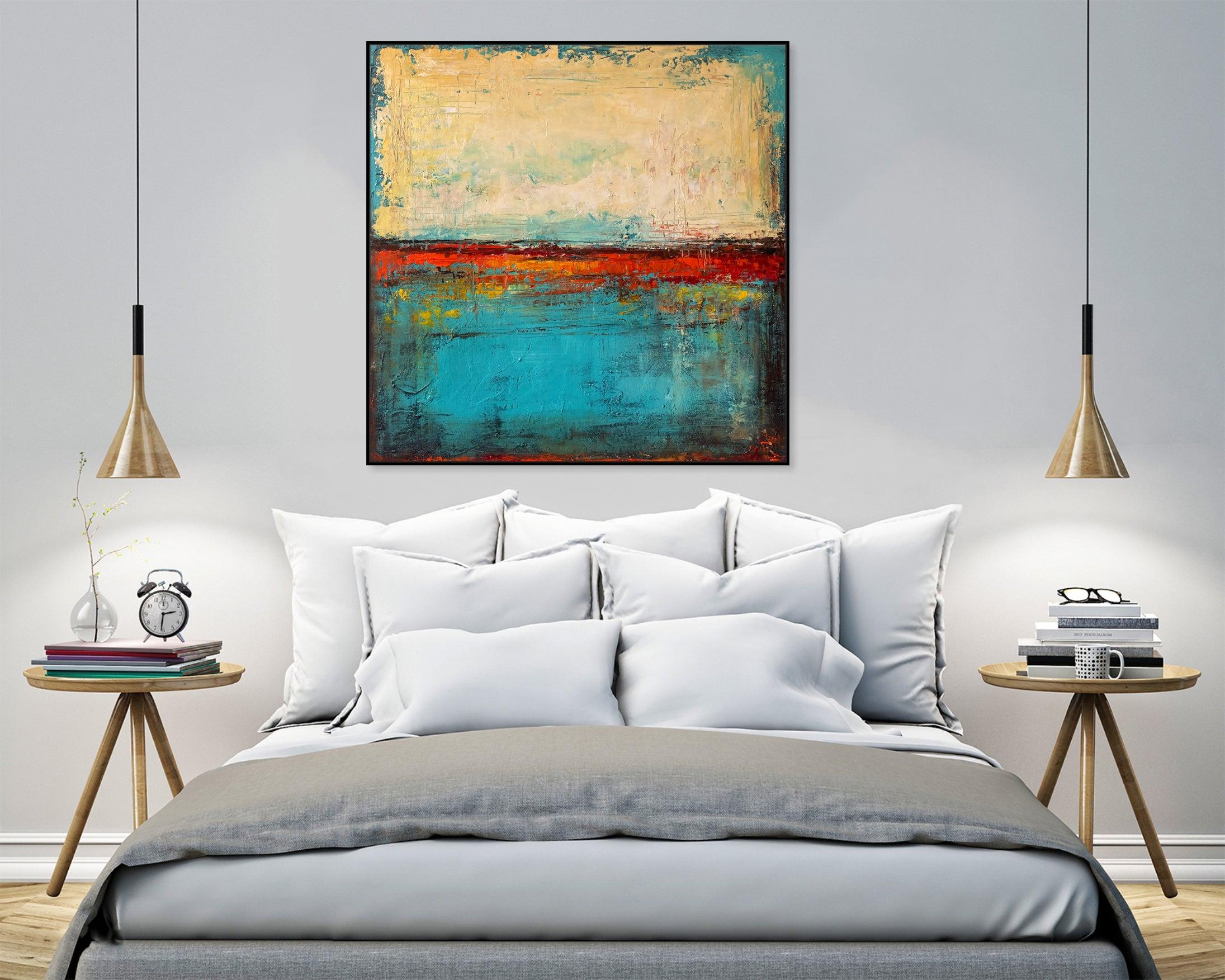 Mark Rothko Style Original Painting in Blue and Beige Colors Textured ...