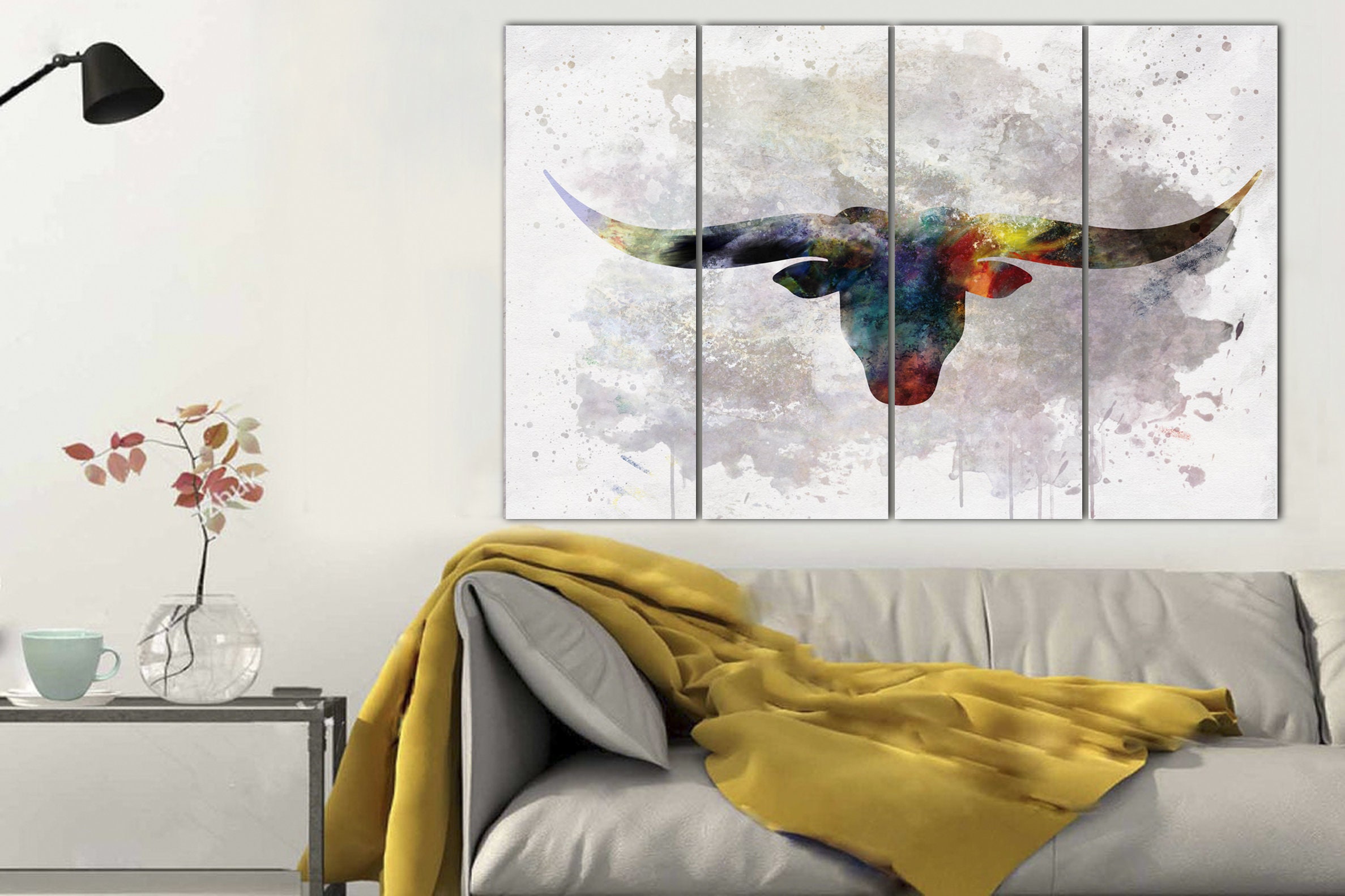 Abstract Bull Hear Wall Art Ox Art Unique Bull Head Print On | Etsy