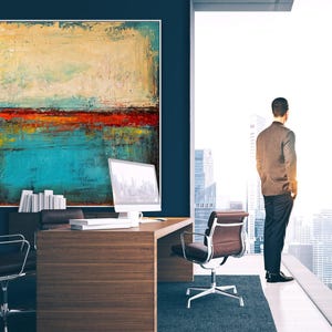 Mark Rothko Style Original Painting in Blue and Beige Colors Textured ...