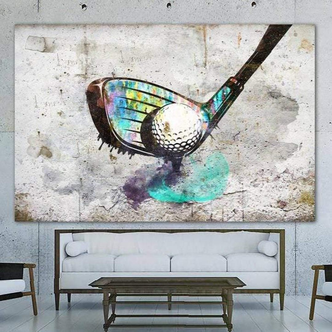 Large Abstract Golf Club Canvas Print – Watercolor Sports Wall Art Gym ...