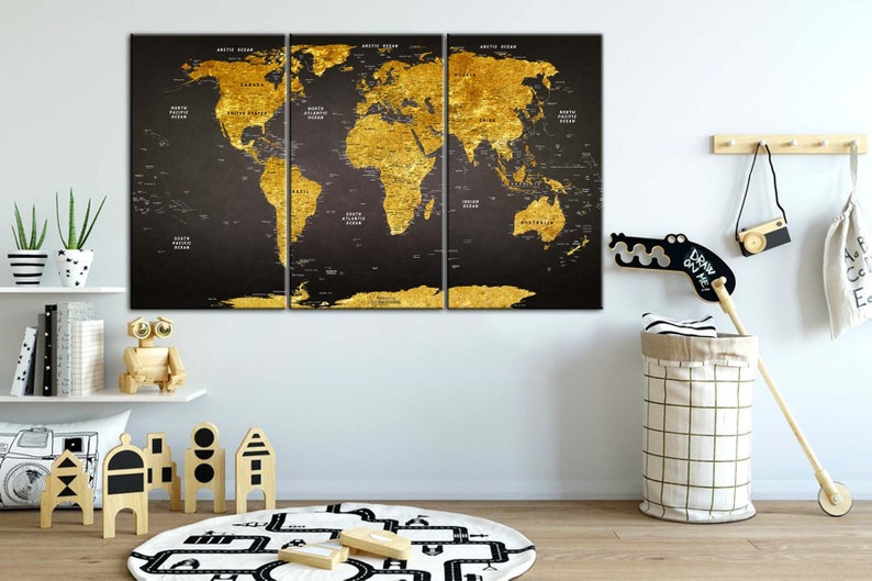 Large World Map Wall Art World Map Canvas Set Large Wall Art - Etsy