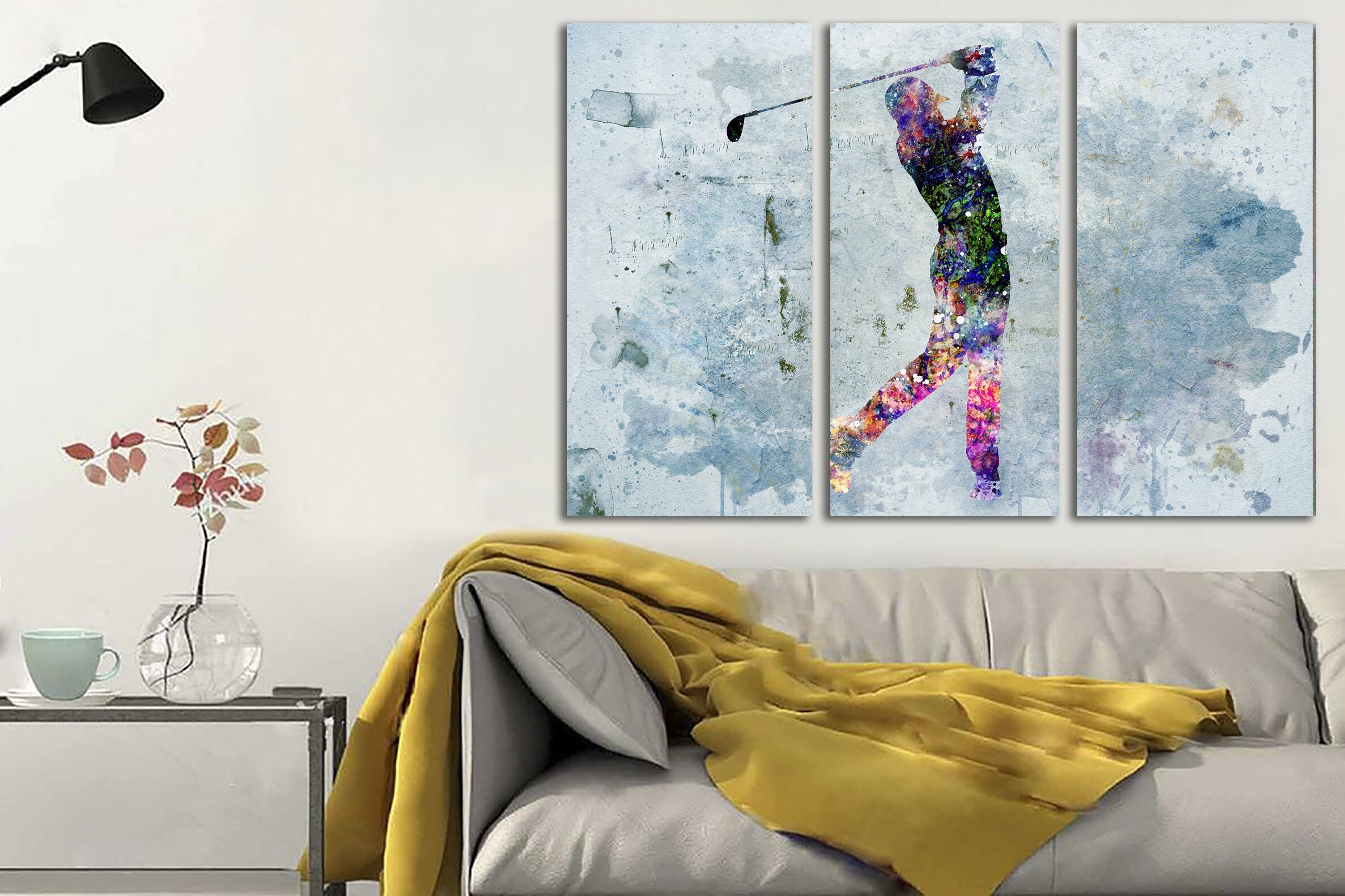 Abstract Golf Player Wall Art Golf Player Silhouette Art | Etsy