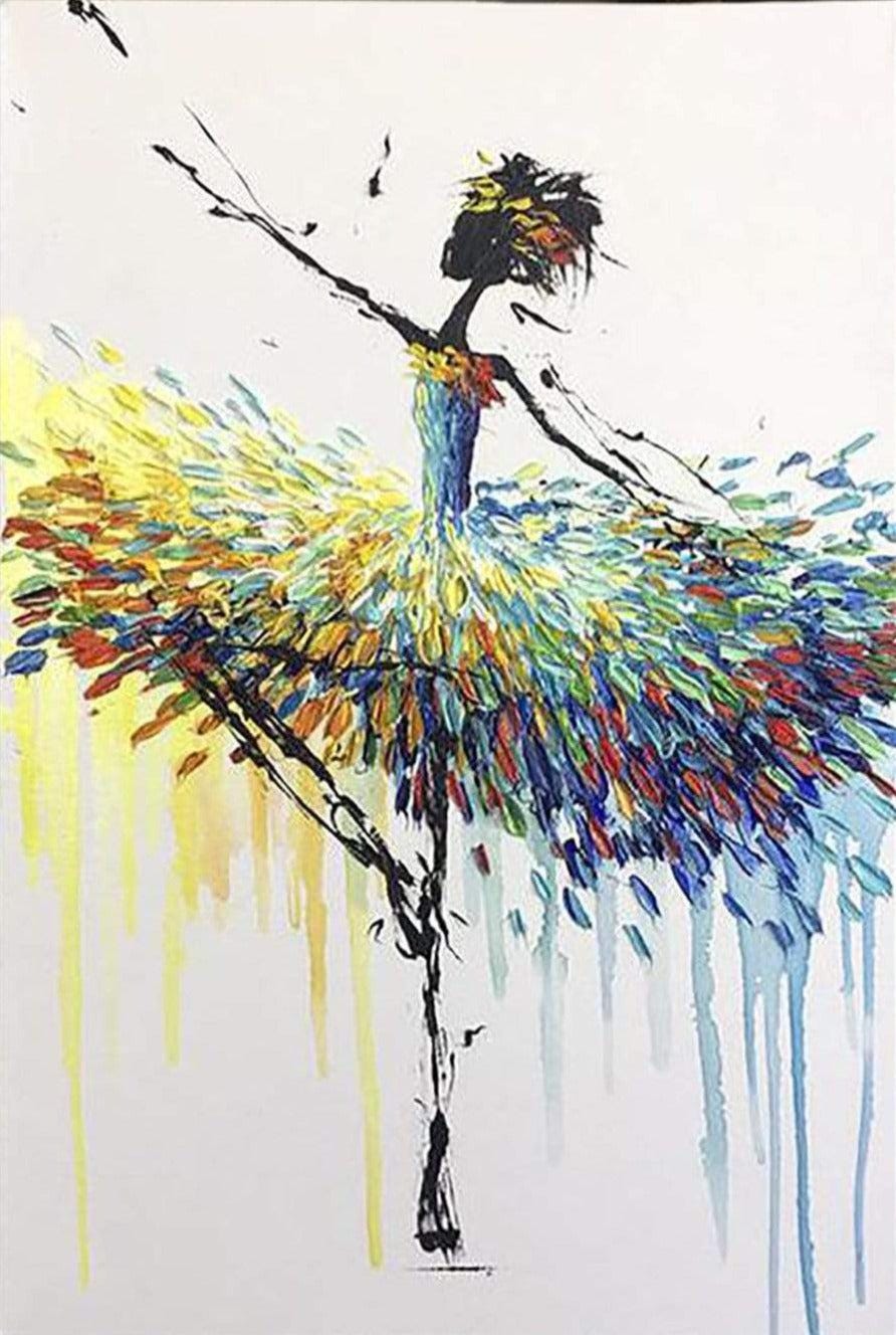 Colorful Ballerina Dance Art - Vibrant Expressionist Canvas Painting ...