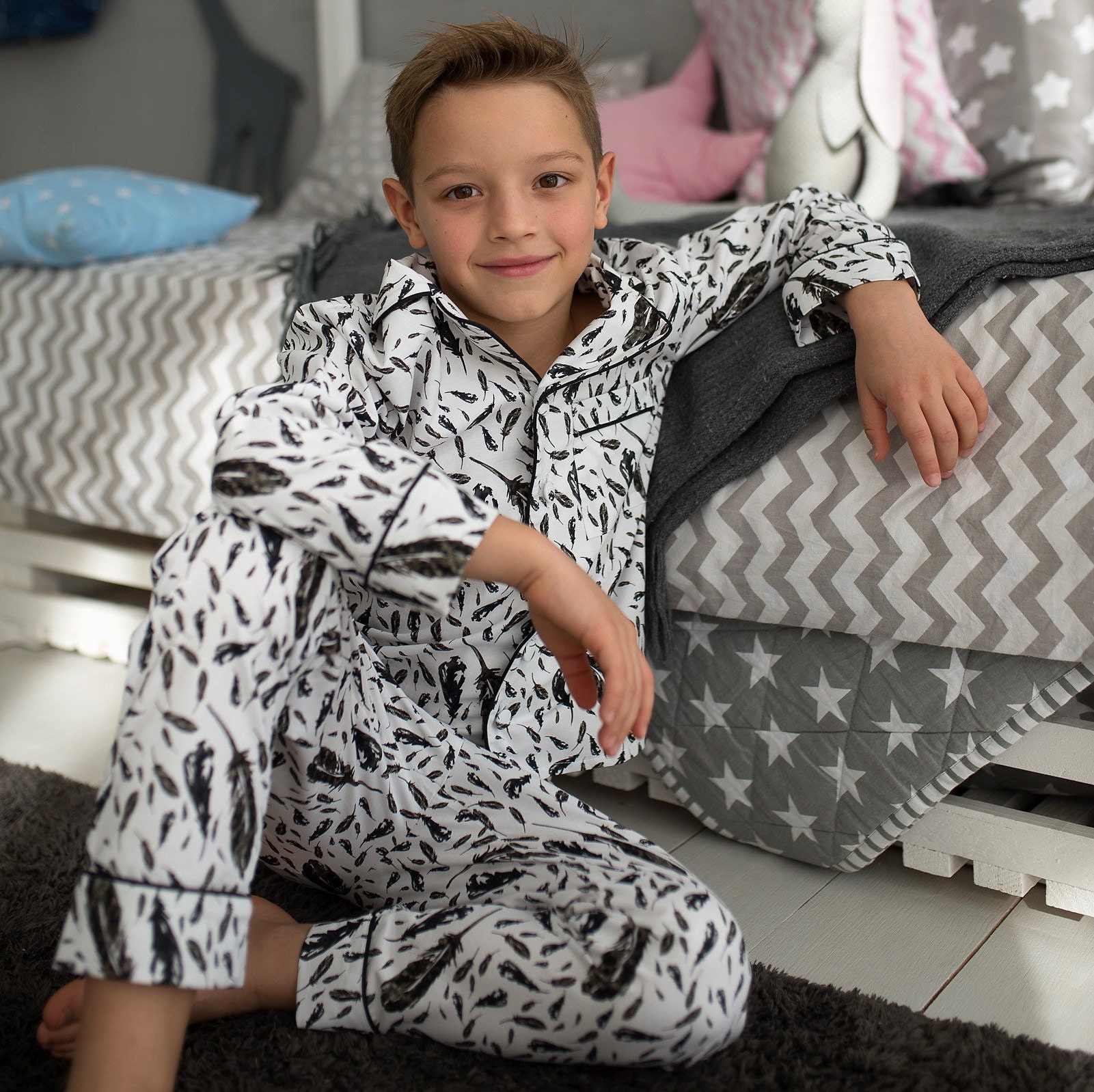 Cotton pajama for boys pjs gift organic textile sleepwear | Etsy