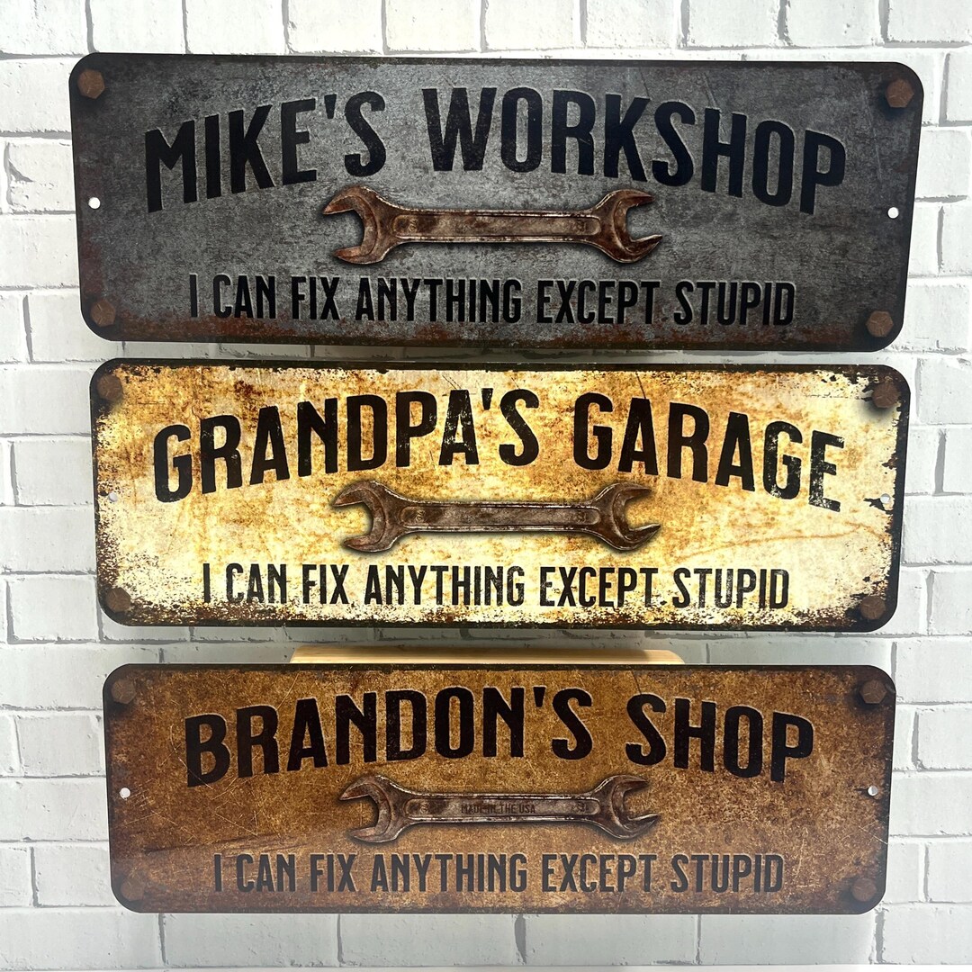 Custom Rusty Garage Sign: Personalized Workshop Decor - Etsy