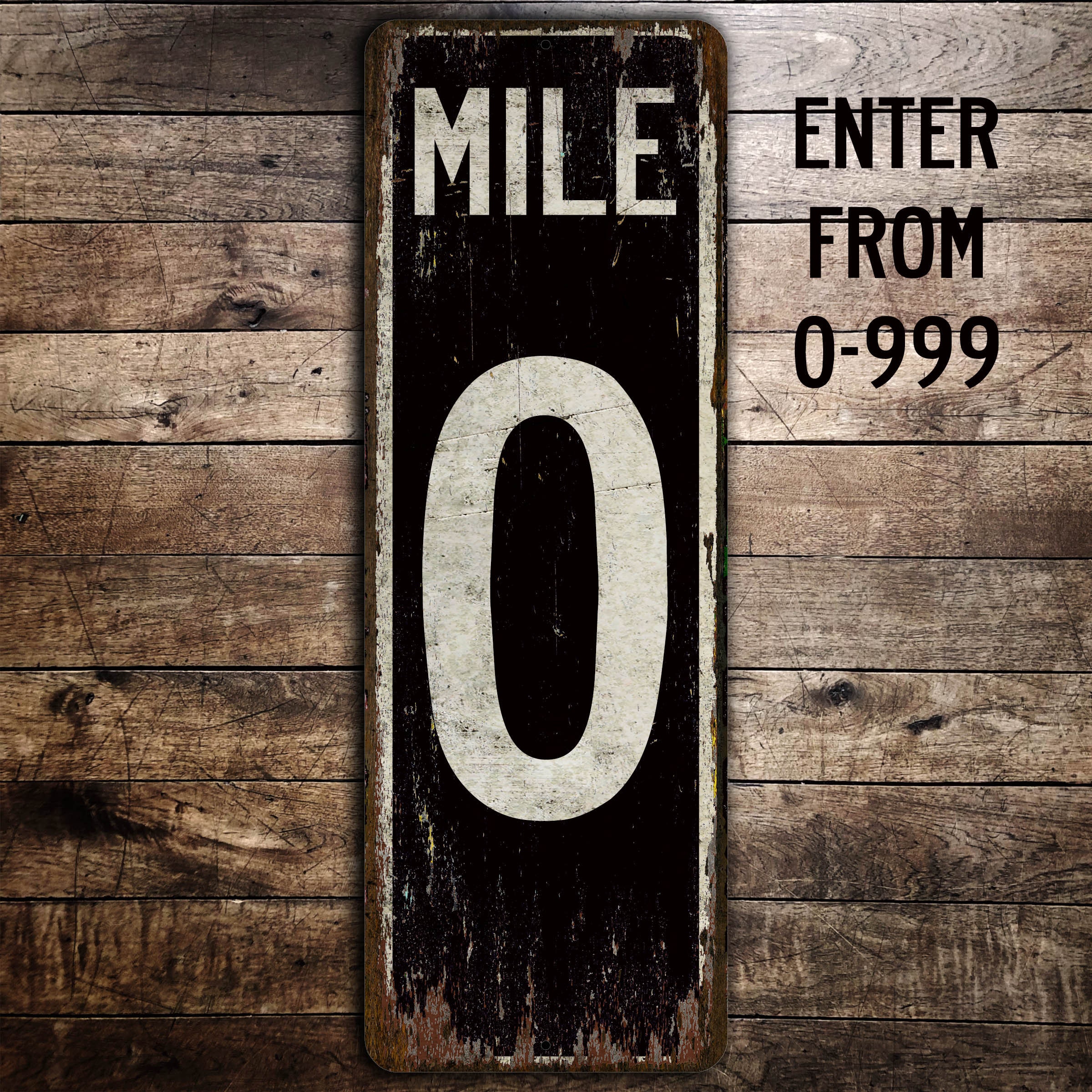 Custom Mile Marker Sign: Distressed Metal Distance Marker, 6x18 Inch - Etsy