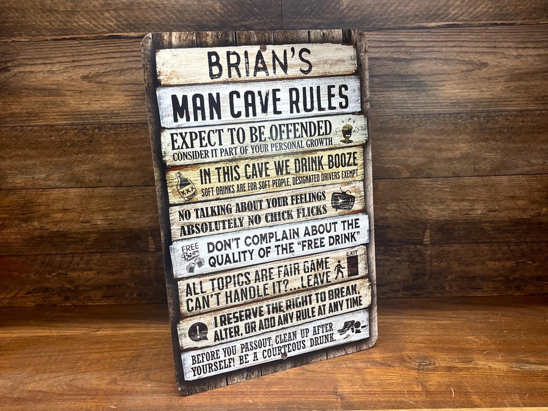 Personalized Man Cave Rules Sign, Funny Custom Bar Decor, Gift for Him ...