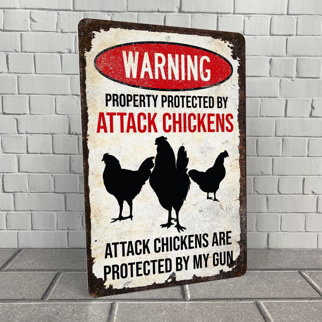 Chicken Coop Sign | Attack Chicken Sign | Guard Chickens on Duty | Hen ...