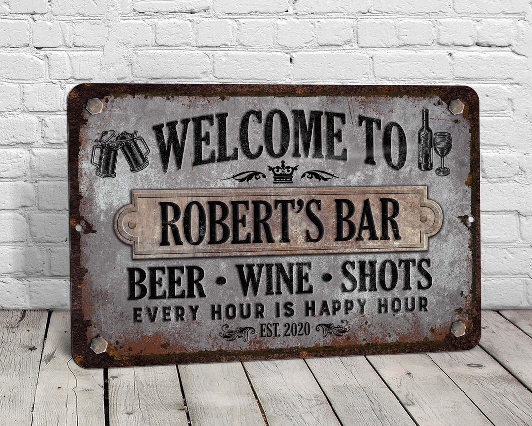 Personalized Bar Sign: Vintage Rusted Steel Design - Etsy