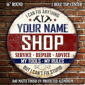 Personalized Round Garage Sign: Vintage Style Workshop Decor - Etsy