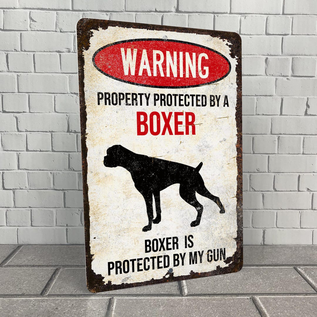 Boxer Sign | Beware of Dog Aluminum Sign | Funny Boxer Decor | Boxer ...
