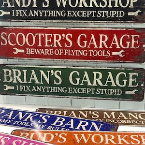 Personalized Garage Sign, Custom Workshop Decor, Auto Repair Metal Sign ...